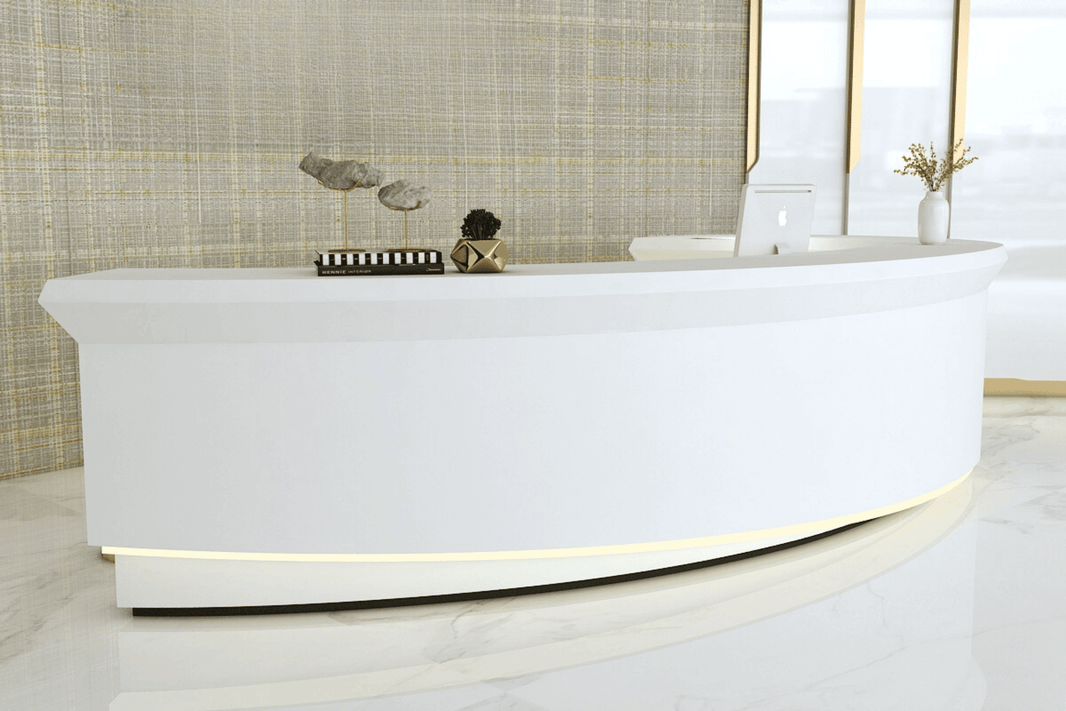 Reception Desk solid surface custom white arc office furniture yhs ...